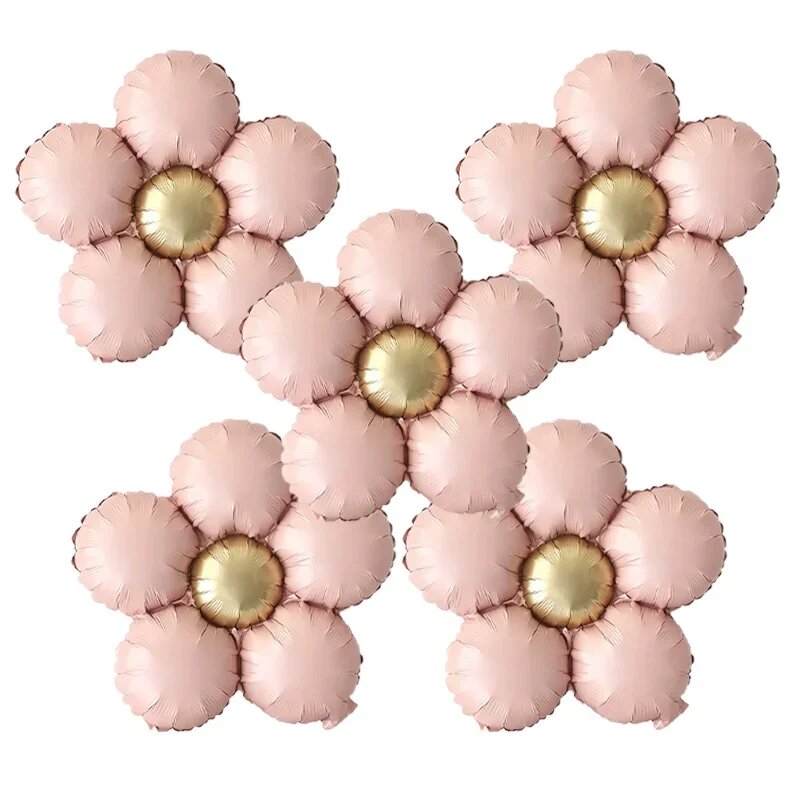 Набор из 5 матовых фольгированных шаров-ромашек pink - 5pcs