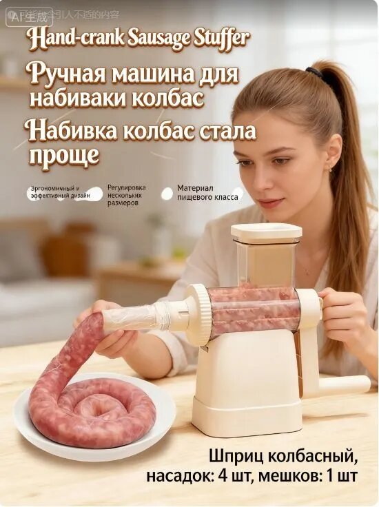 Шприц для мяса, насадок: 4 шт, мешков: 1 шт