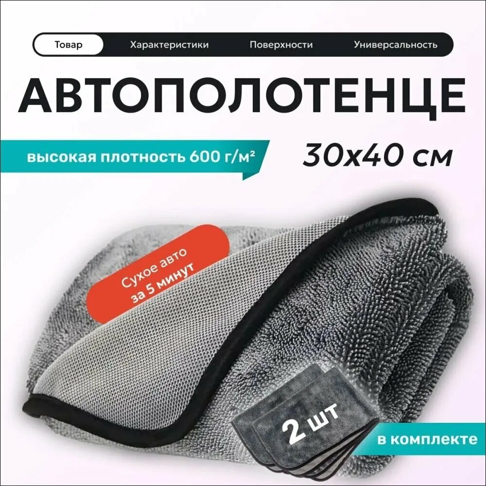 Салфетка автомобильная, 2 шт.