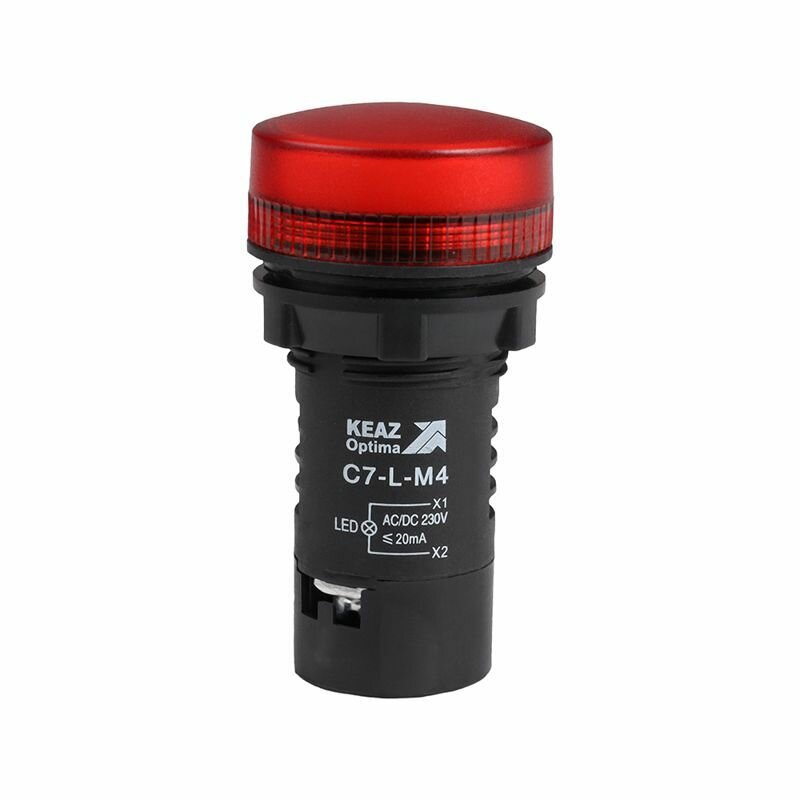 Лампа светодиодная OptiSignal Compact D22 С7-L-M4 красн. 230В AC/DC XB7EV04MP КЭАЗ 362160