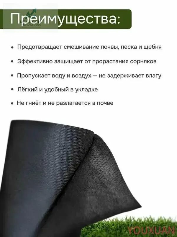 Геотекстиль 60см×20м для сада, 40г/м², против сорняков, под дорожки — фото 1