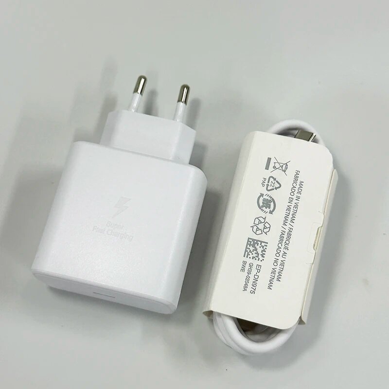 Оригинальное зарядное Samsung 45W, Type-C, White EU set
