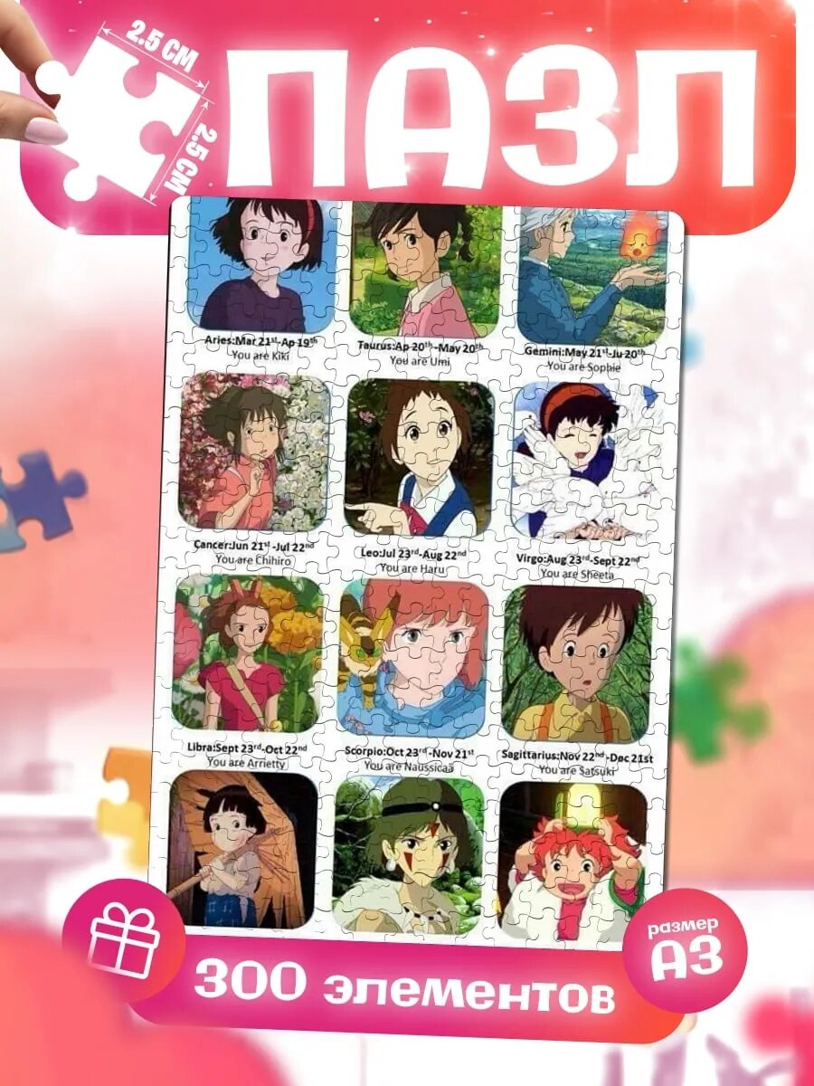 Пазлы для детей и взрослых Персонажи из студии Ghibli