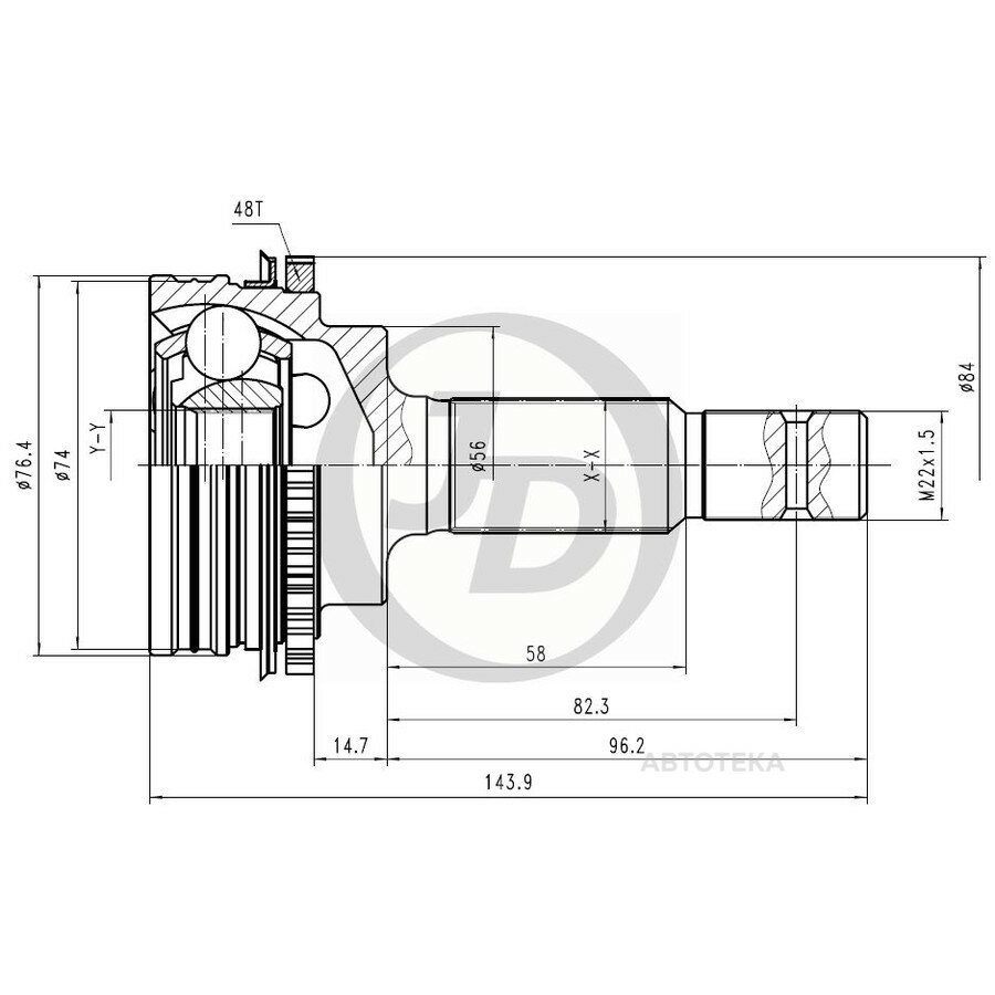 ШРУС внешний ABS TO037A48 JUST DRIVE JCT0056A TO Corsa 4EFE,1NT 90-99;