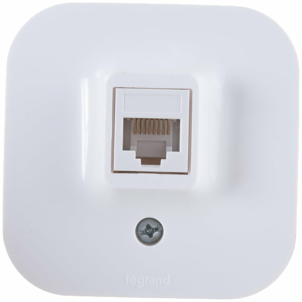 Розетка Legrand компьютерная RJ45 категория 5e UTP Legrand Quteo IP20 накладной монтаж белый 782224