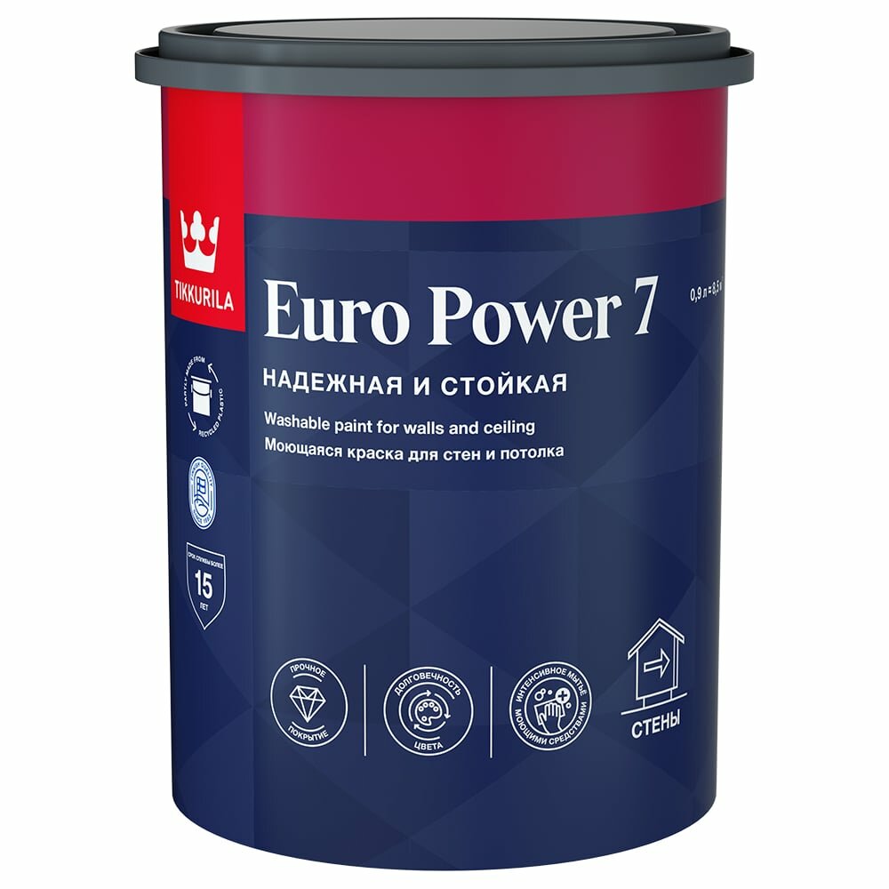 Моющаяся краска для стен и потолка Tikkurila EURO POWER 7