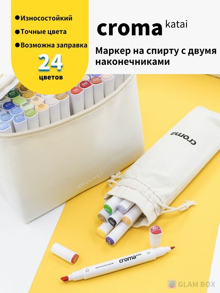 GlamBox Набор маркеров Спиртовой, толщина: 1 мм, 24 шт.