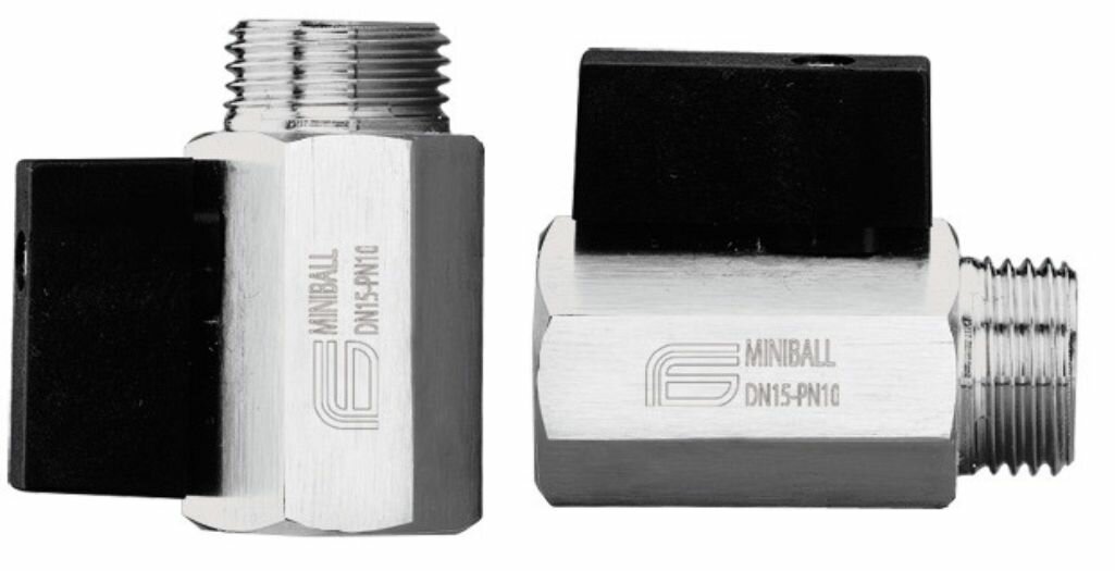 Кран шаровый EFFEBI серия MINIBALL, 3/8 Внутр х 3/8 Наруж. латунные, PN10(хром)2шт