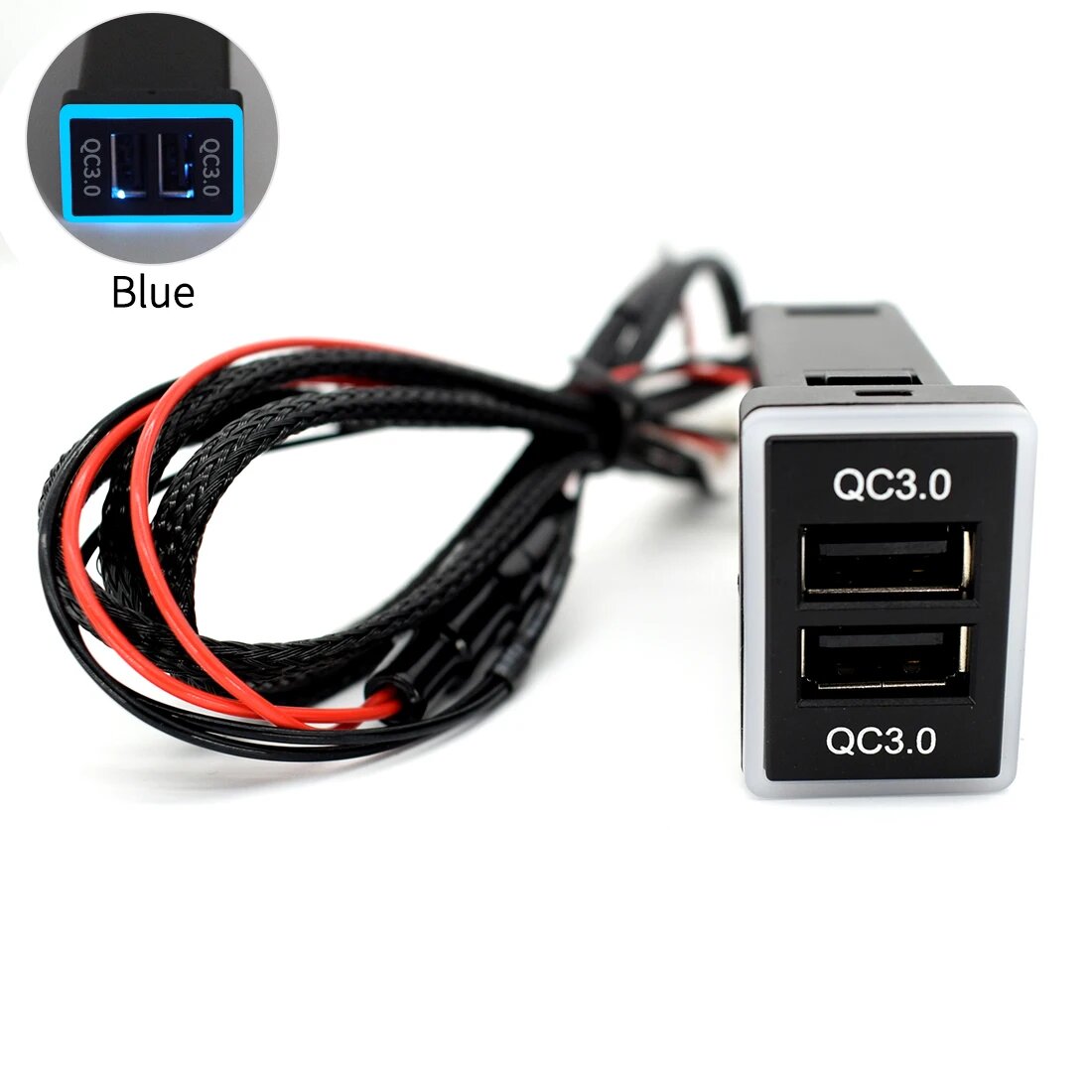 Автомобильное зарядное QC 3.0 с 2 USB, синий