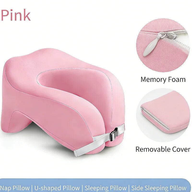 Дорожная подушка U-образная из memory foam Розовый, pink