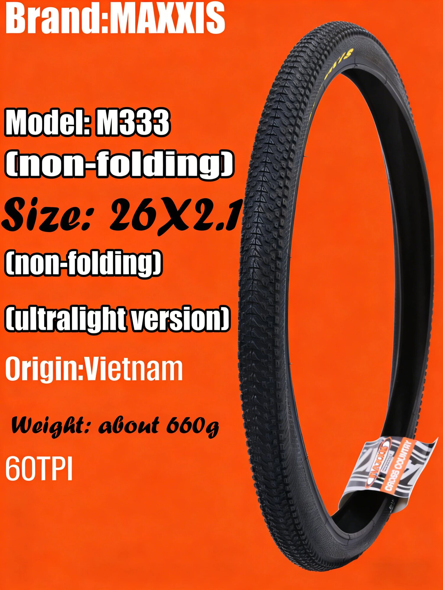 Maxxis M333 PACE MTB Шины для горных велосипедов 26X2.1 WIRE