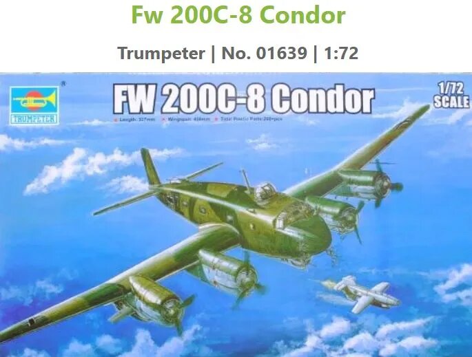 Trumpeter 01639 1/72 FW 200C-8 Condor Пластиковая модель самолёта