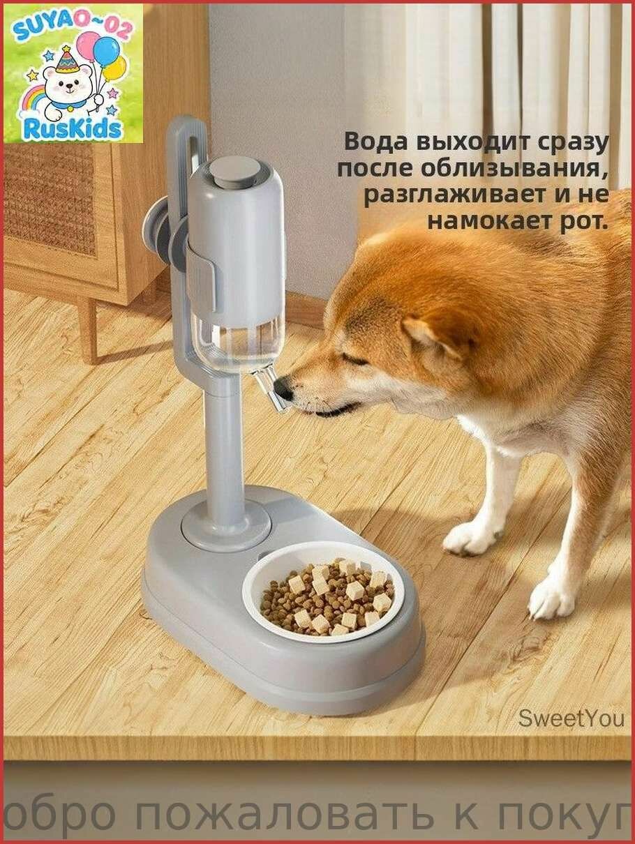 Поилка Сухие усы с керамической миской в наборе для собак и кошек