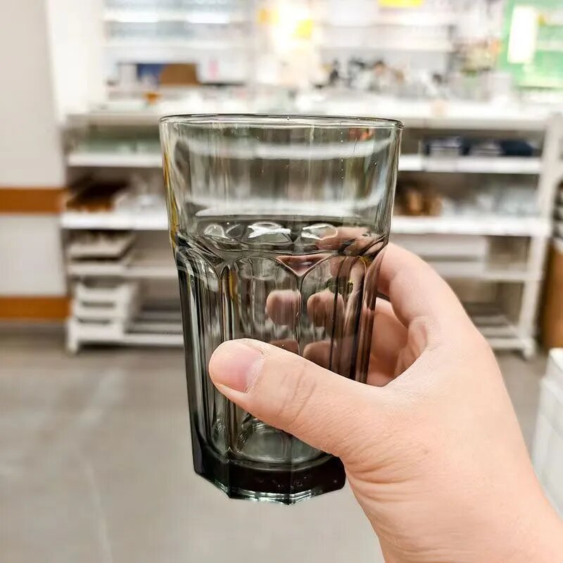 IKEA Стакан 350 мл 1 шт серый удобный хват, для воды, сока, коктейлей и молока, кухонная посуда для дома и кафе