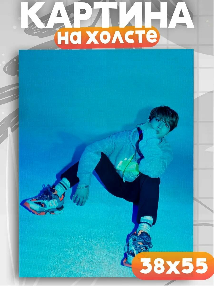 Картина на стену Хан Джисон Stray kids кпоп на подрамнике, 1шт, 55х38 размер.