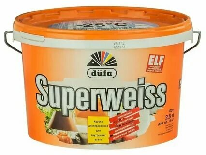 Краска интерьерная Dufa SuperWeiss Diamond для стен и потолков, 10 л
