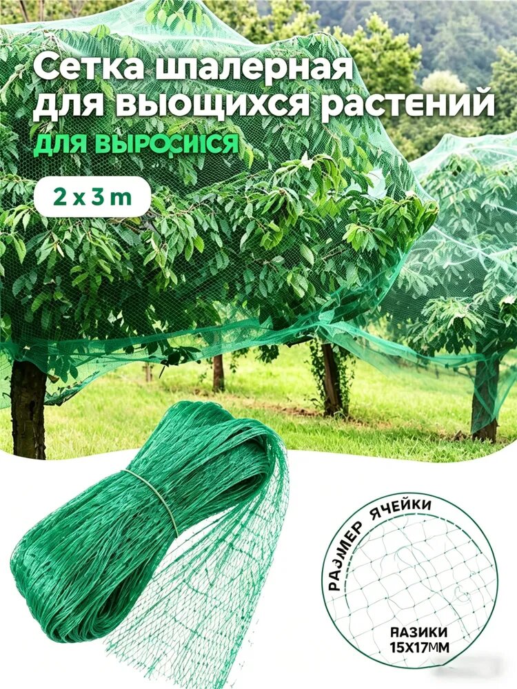 Сетка садовая защитная от птиц, Полиэтилен,3х2м