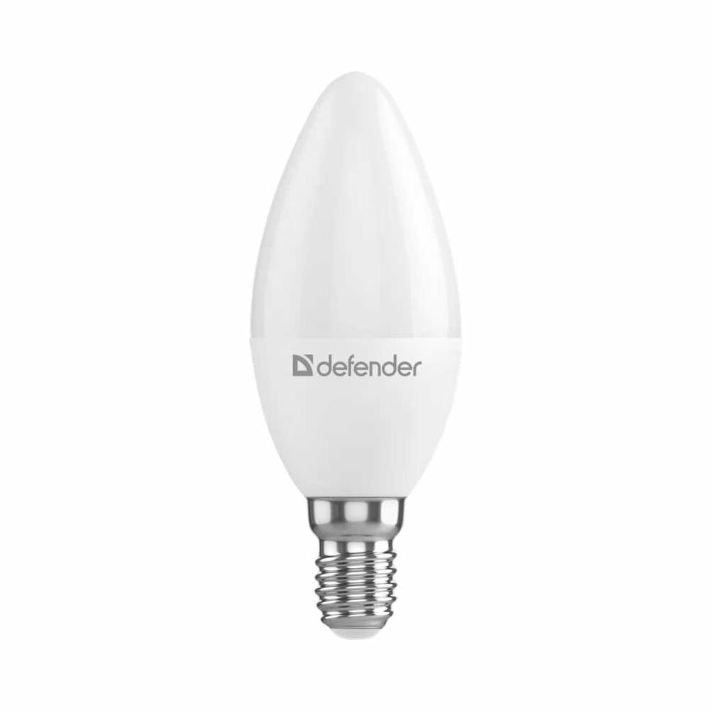 Светодиодная лампочка DEFENDER C37-8W-865-E14 свеча, холодный дневной, 1 шт. 95105