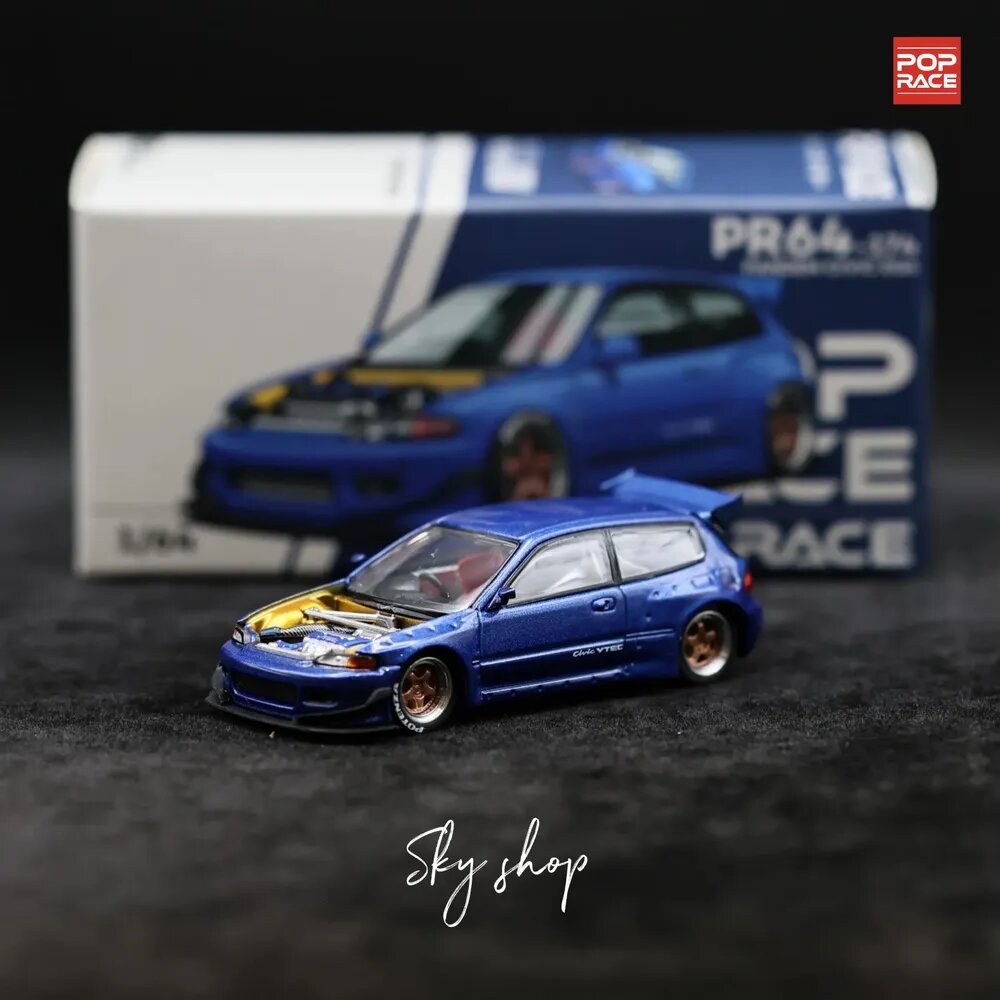 Машинка Pop Race 1:64 Honda PANDEM Civic EG6 (7см) Hood Delete