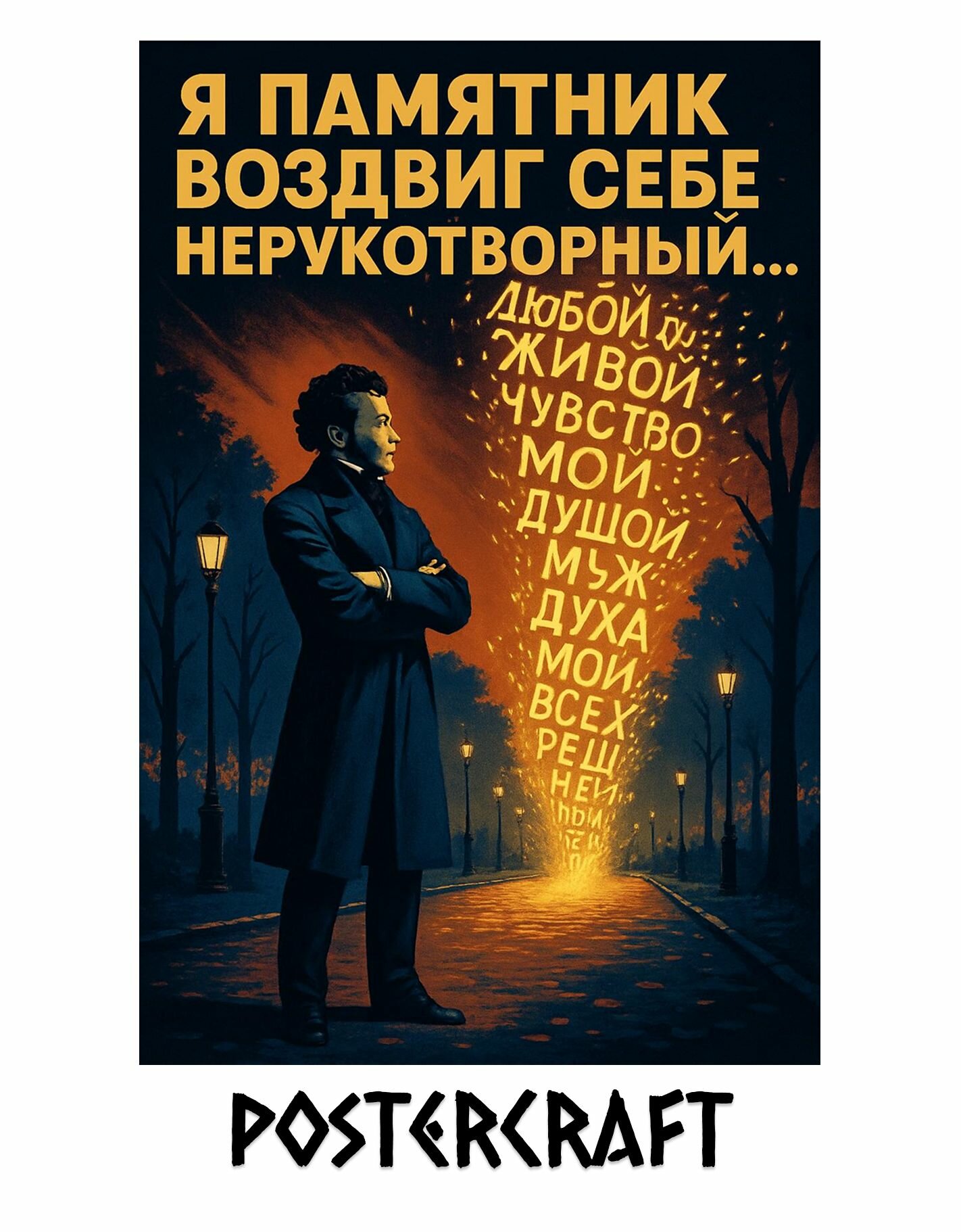 Постер "Я памятник воздвиг себе нерукотворный." (А. С. Пушкин), 29.7х42см, А3, глянцевый