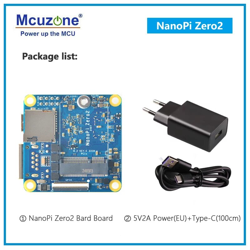 Миниплата NanoPi Zero2, RK3528A, FriendlyElec, 1GB/2GB оперативной памяти + 0/32G/64G встроенного хранилища eMMC. Супер маленький быстрый компьютер с сетевым адаптером Gigabit Ethernet, MT7922 (WiFi6E), 8822CE.
