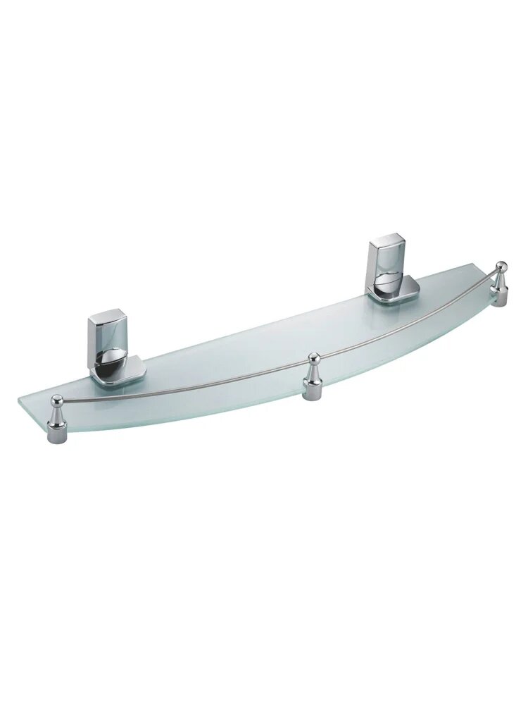 Полка под зеркало Wasserkraft Leine K-5044 50 см, стеклянная, хром, глянцевая, полка для ванной, с бортиком