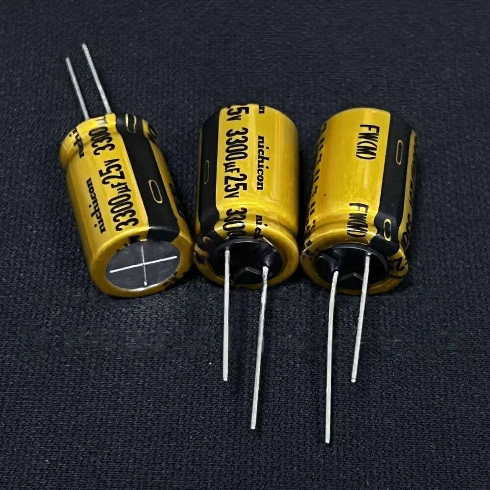 5 шт. 3300 мкФ 25В (3300UF 25V 16x25мм) аудиофильтровый конденсатор Nichicon FW HiFi, полностью новый, импорт из Японии