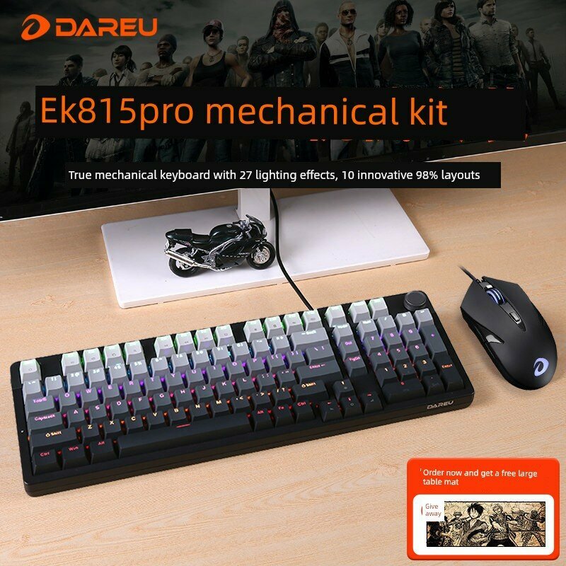 Механическая клавиатура Dareu EK815 с белым дымом синим смешанным светом кристального волнового переключателя, 100