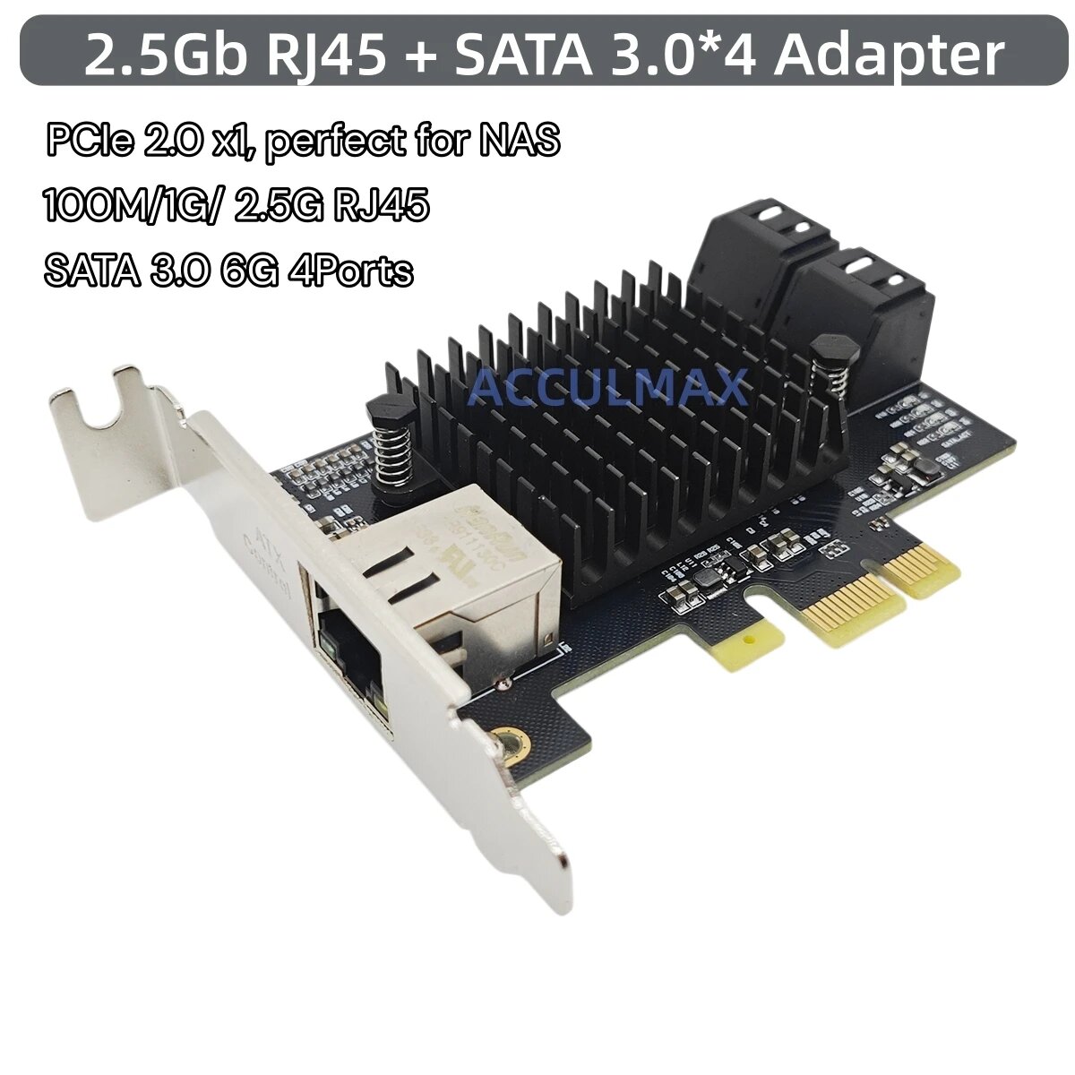 Сетевая карта 2.5G Gigabit с 4 портами SATA 3.0, адаптер Ethernet PCIe 2.0 X1, универсальное решение, идеально подходит для NAS