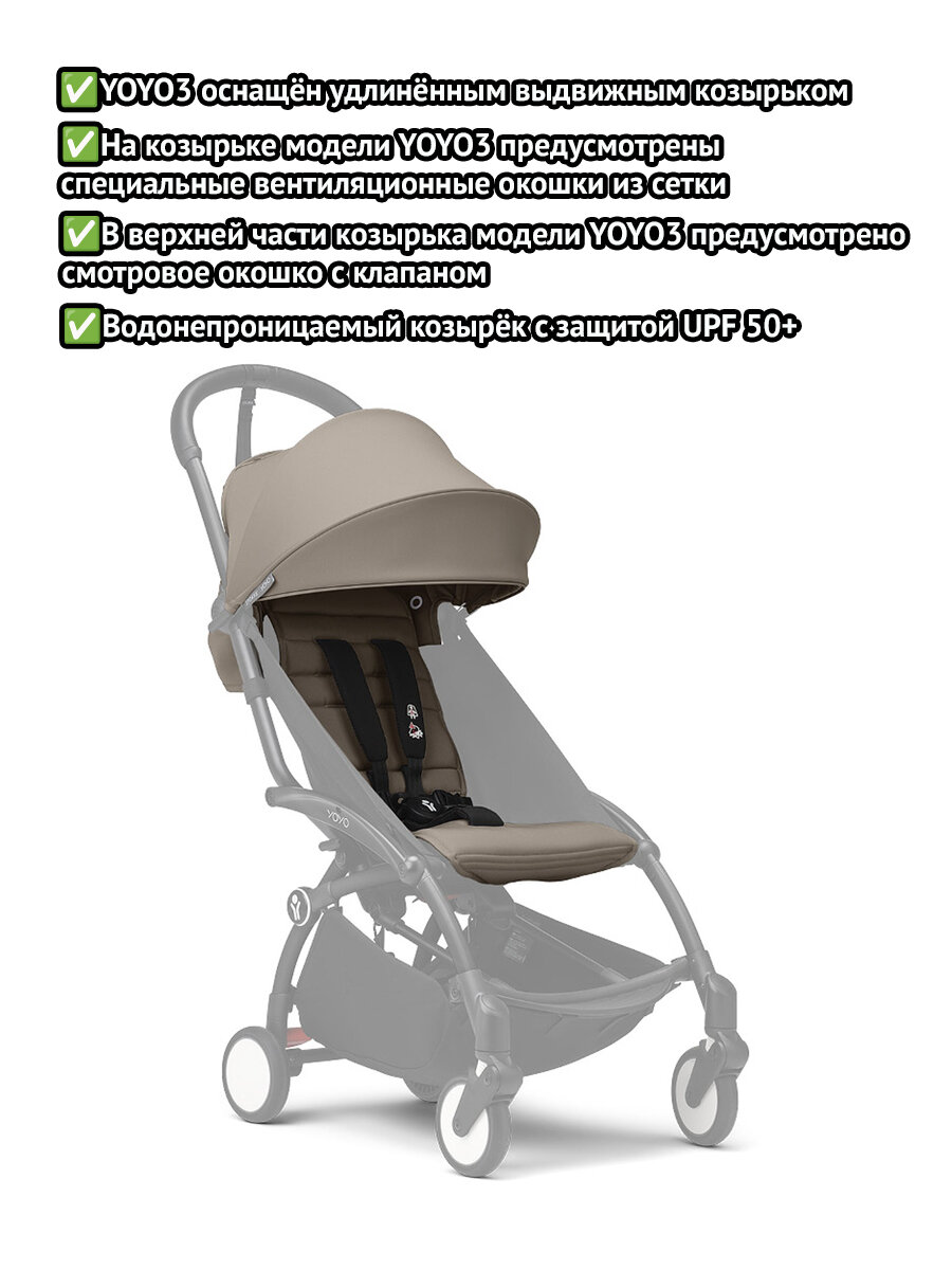 Текстильный набор Stokke YOYO3 6+ Taupe: сиденье, капюшон и карман