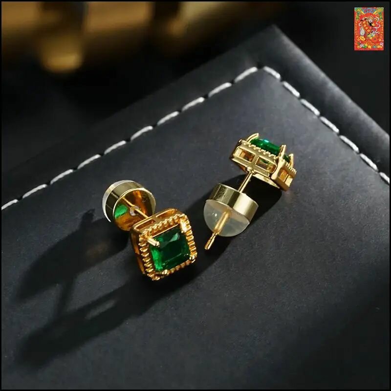 Серьги V-best, хрусталь, изумруд синтетический, green — фото 1