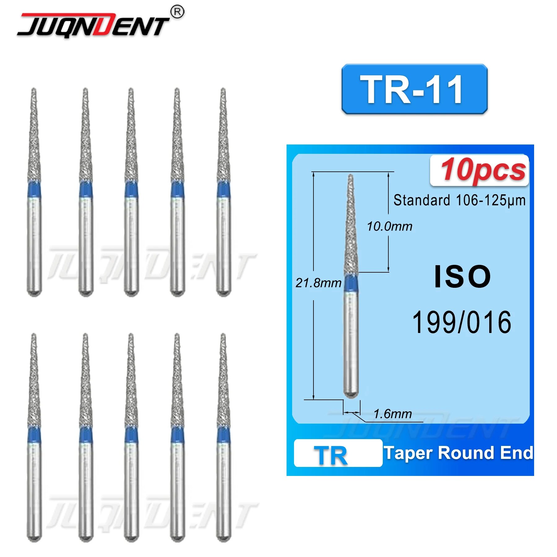 Стоматологические боры JUQNDENT TR-11, 1.6 мм, 10 шт