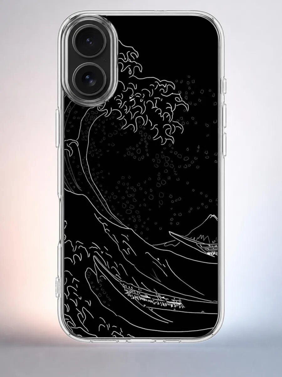 Чехол iPhone 16 Большая волна силиконовый прозрачный