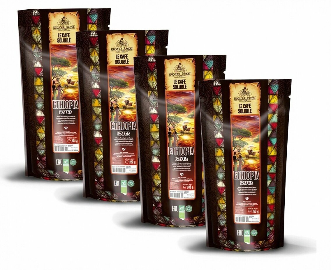 Кофе Broceliande "Ethiopia Kaffa", арабика, сублимированный, 4 уп. по 200г