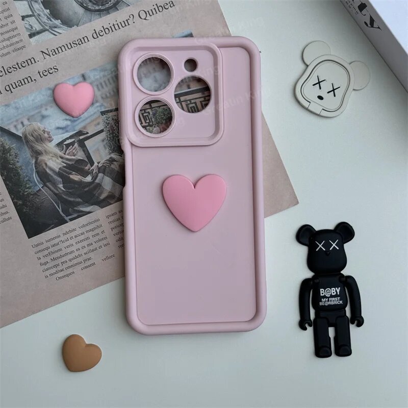 Чехол для Itel P55 4G A666L/P55T P665L/P55 NFC с мягким чехлом Sweet 3D Розовый, Pink , Itel P55 NFC