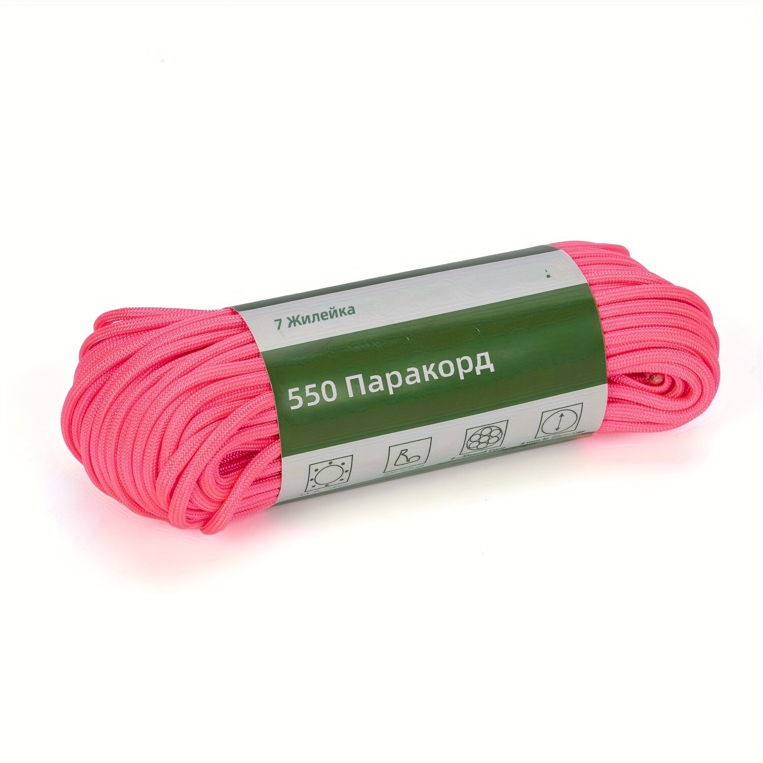 Высокопрочный полиэстеровый паракорд, 30 м, 4 мм, 7-жильный, светло-розовый, разрывная нагрузка 550 фунтов, для рукоделия, кемпинга, одежды и декора