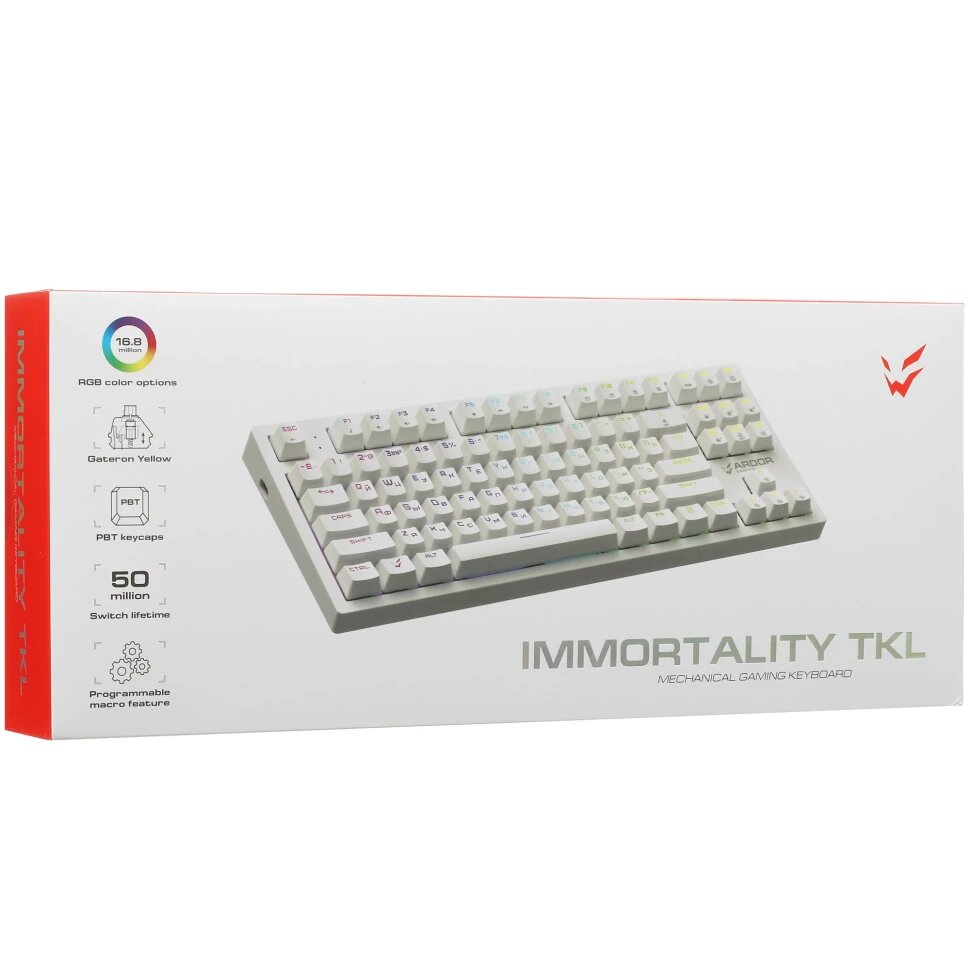 Клавиатура проводная ARDOR GAMING Immortality TKL, механическая, белый