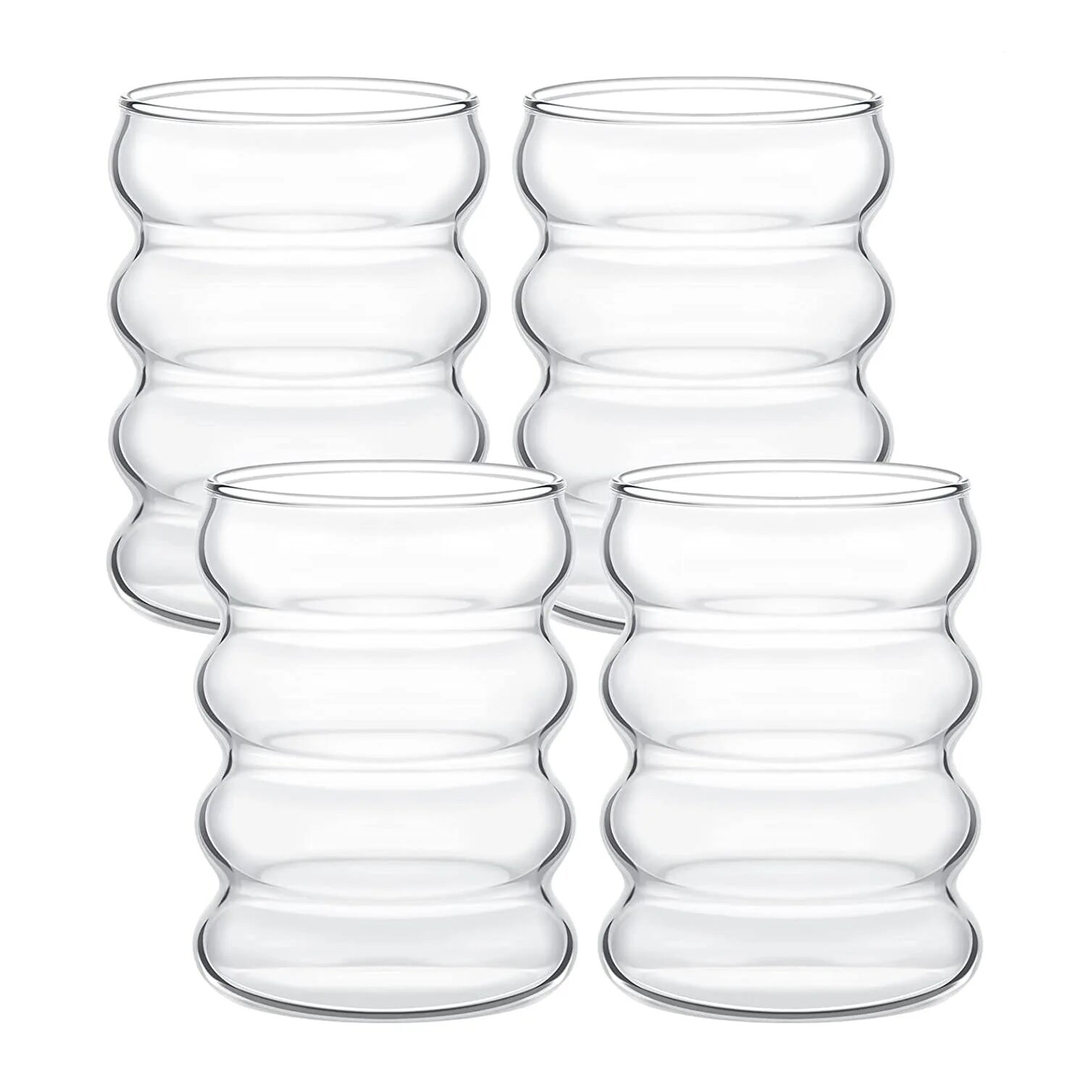 Стеклянные волнистые стаканы с соломинкой 2/4 шт. 4PCS