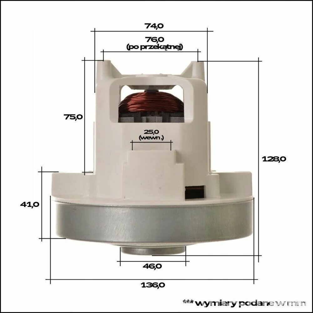 Премиальный двигатель 1400 Вт для пылесосов Miele MRG 41042/2 и MRG 74242/2, эксклюзивный силовой агрегат с габаритами 129х135 мм, артикулы 7499463, 06225220