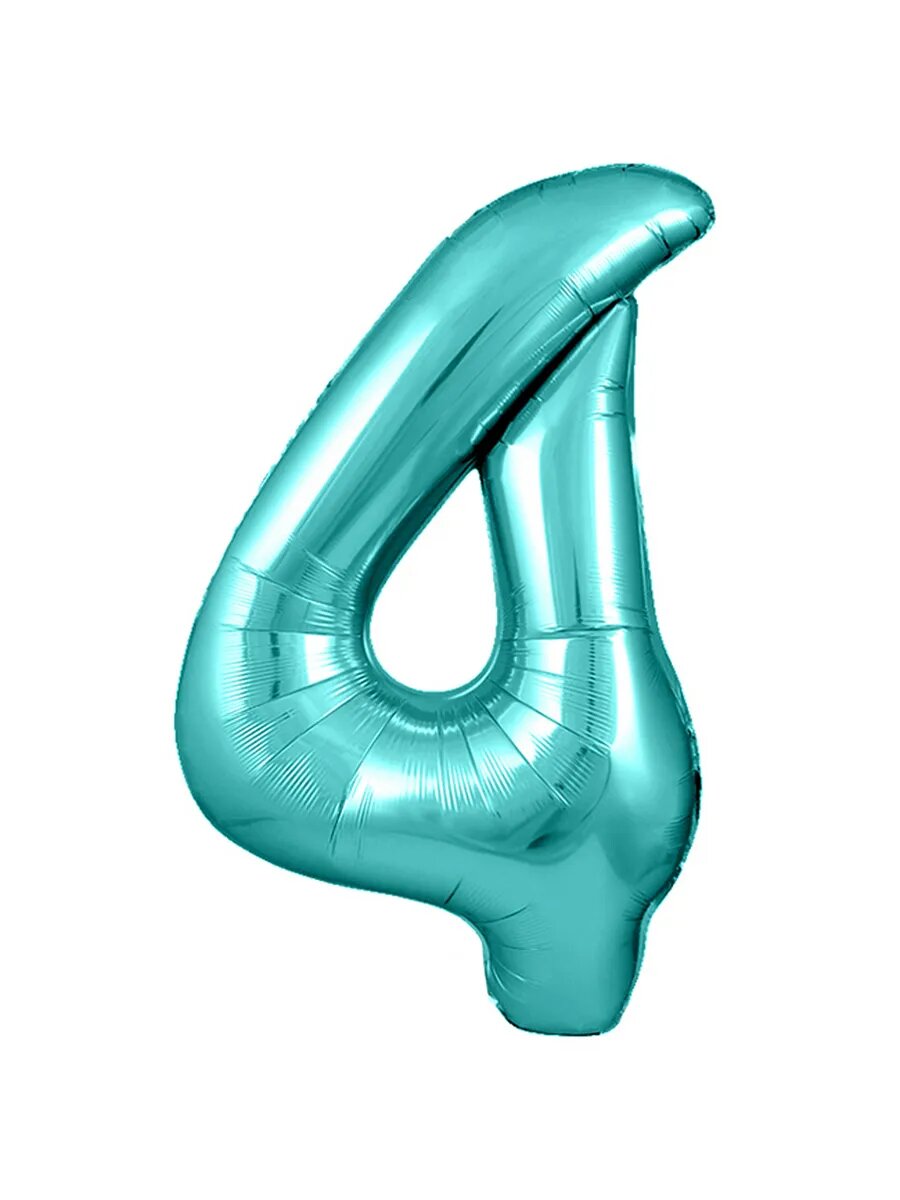 Шар (40'/102 см) Цифра, 4, Тиффани, Металлик, 1 шт. в уп.