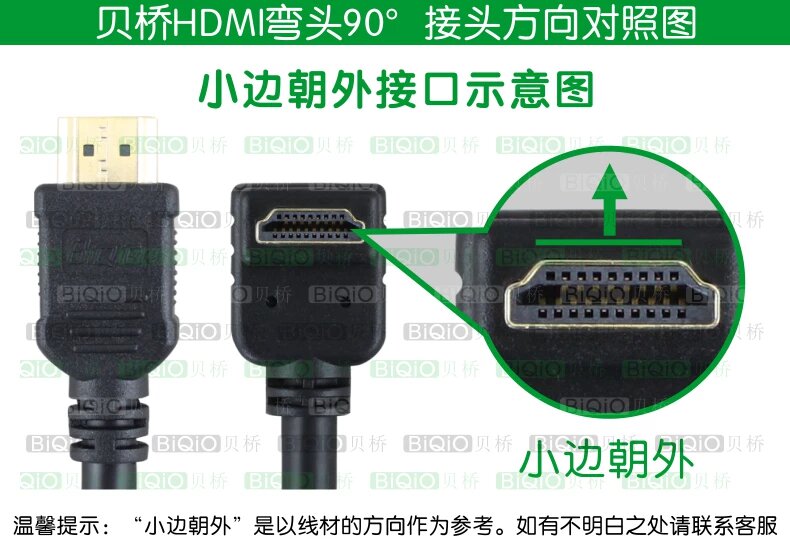 Кабель HDMI высокой четкости Beiqiao H-типа, версия 2.0, угловой HDMI-кабель для компьютера, телевизора, приставки,
