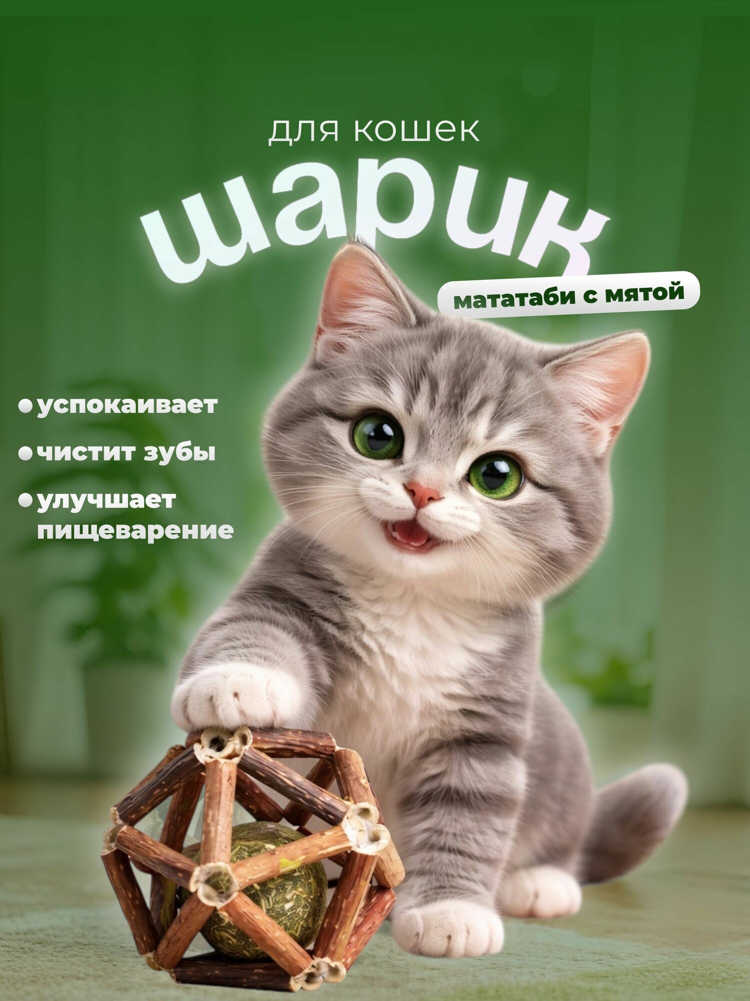 Игрушка-шарик для кошек, мататаби с кошачьей мятой