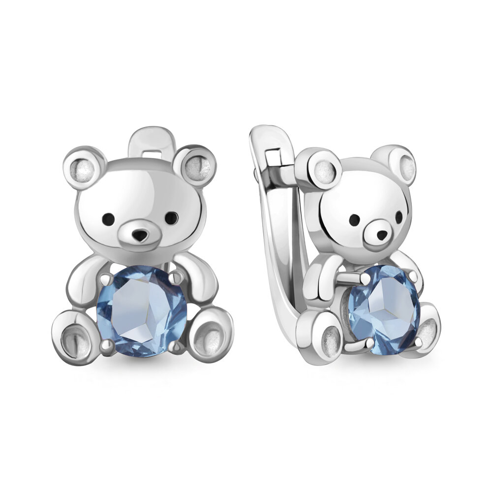 Серьги, серебро, 925 проба, топаз, эмаль