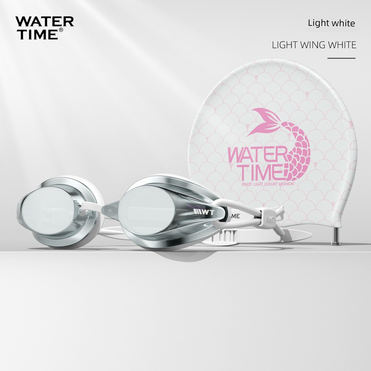 WaterTime женские очки для плавания с рецептом, ионное антизапотевание, комбо легкие крылья белый и русалка, сила линзы