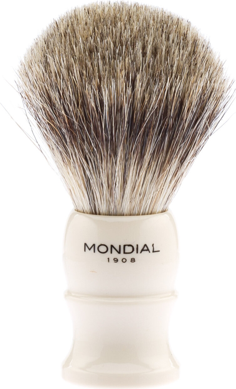 MONDIAL Помазок для бритья с ворсом барсука, слоновая кость Shaving Brush Badger Ivory 250ml