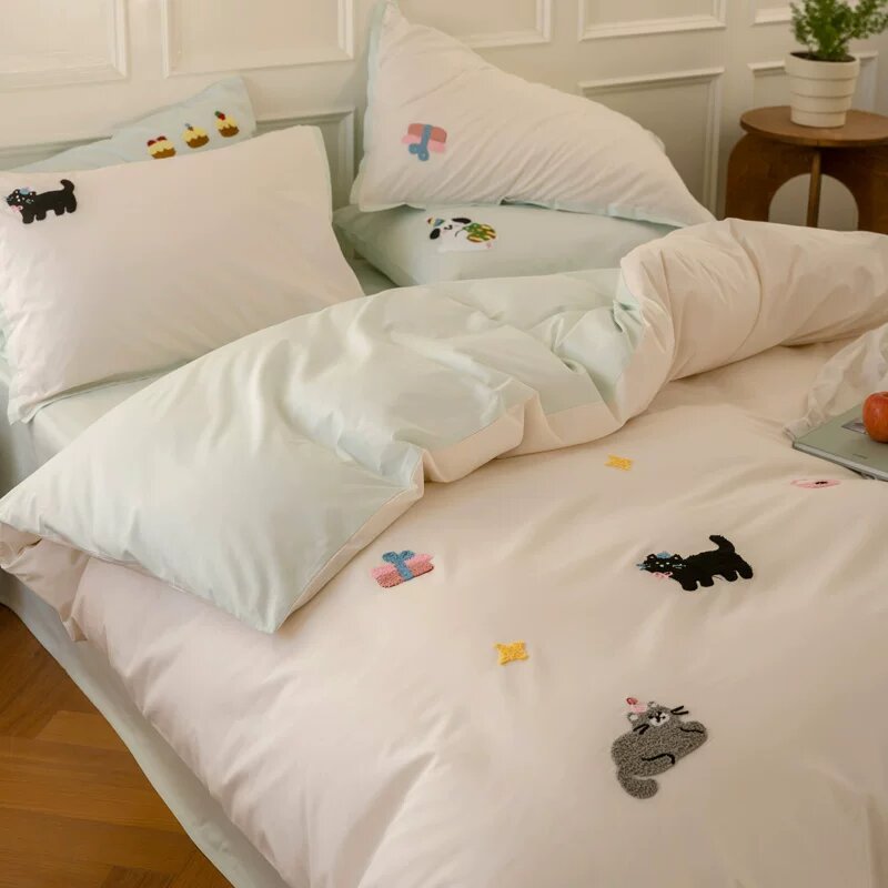 ESIX Yile Home Textiles: Комплект из 4 предметов из 100% хлопка (40 нитей), детский комплект из 3 предметов из 100%