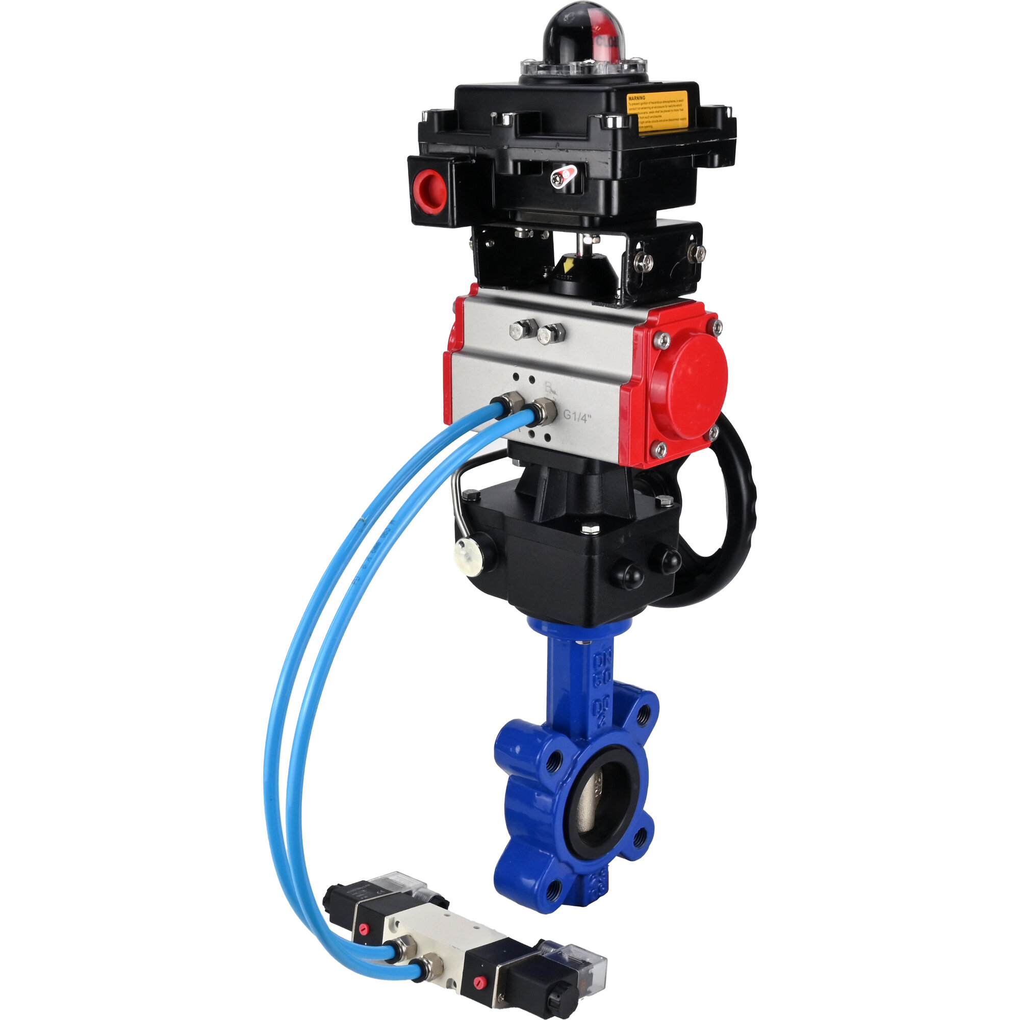 Затвор DN.ru QT450-QT450-EPDM-2W-Fb-H Ду150 Ру16 LUG, с пн. прив. DA-105, пн. распр. PND1-T10 NAMUR, РД HDM-3, БКВ LSB-410
