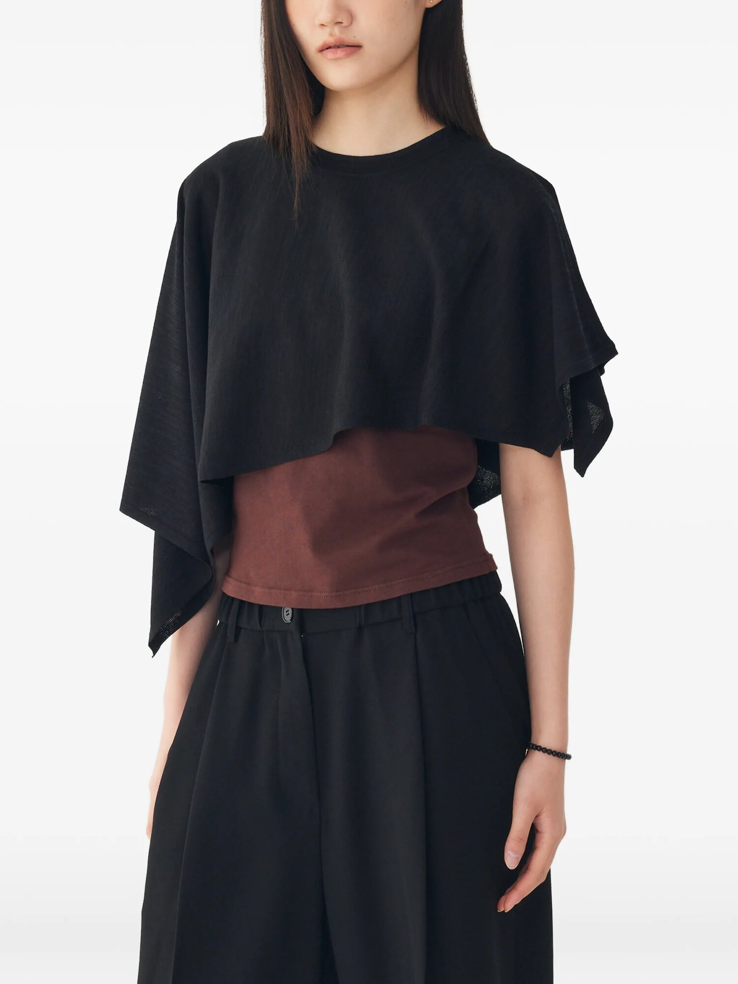 Накидка  Asymmetric-hem cape, размер OneSize, черный/черный — фото 1