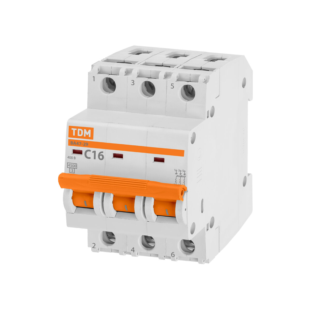 Выключатель автоматический TDM, ВА47-29 3P 16А 4,5кА х-ка С {SQ0206-0109}, 1 шт