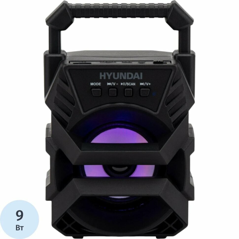 Портативная акустика Hyundai H-PS1000 черный 9W 1.0 BT/USB 10м 500mAh, 2478278